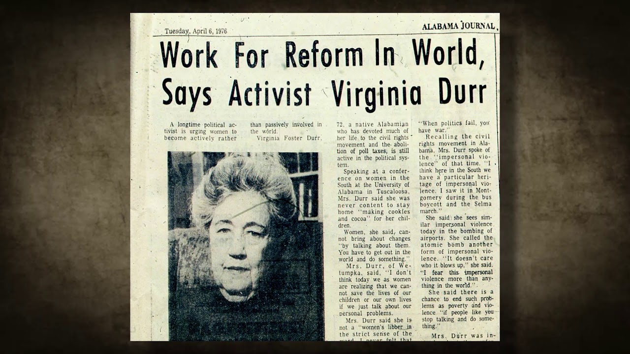 Virginia Foster Durr | Alabama Legacy Moments